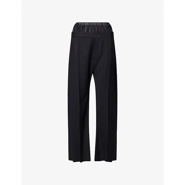 Victoria Beckham Sheer-panel Straight-leg Trousers - Black