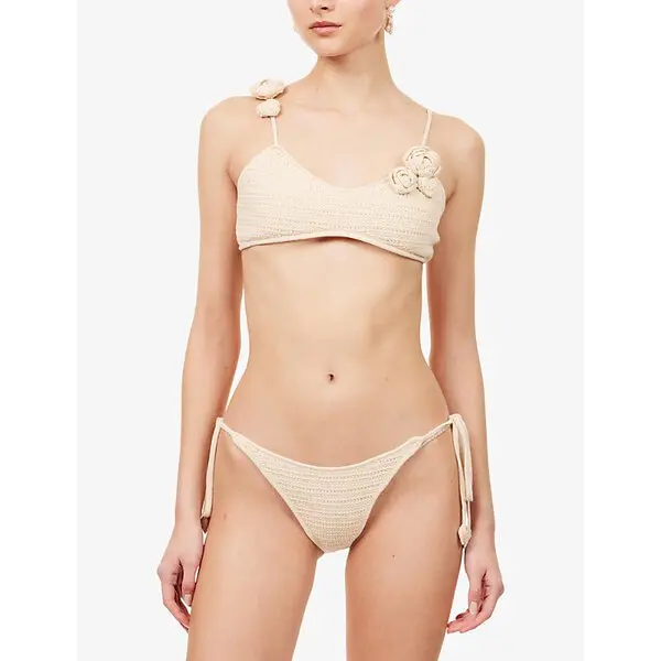 Devon Windsor Ammie Crochet Knit Bikini Bottom - Vanilla