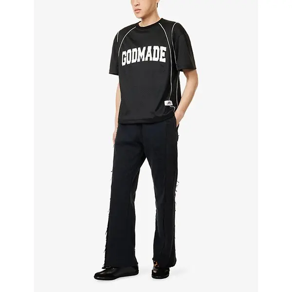 GODMADE Logo-print Perforated Jersey T-shirt