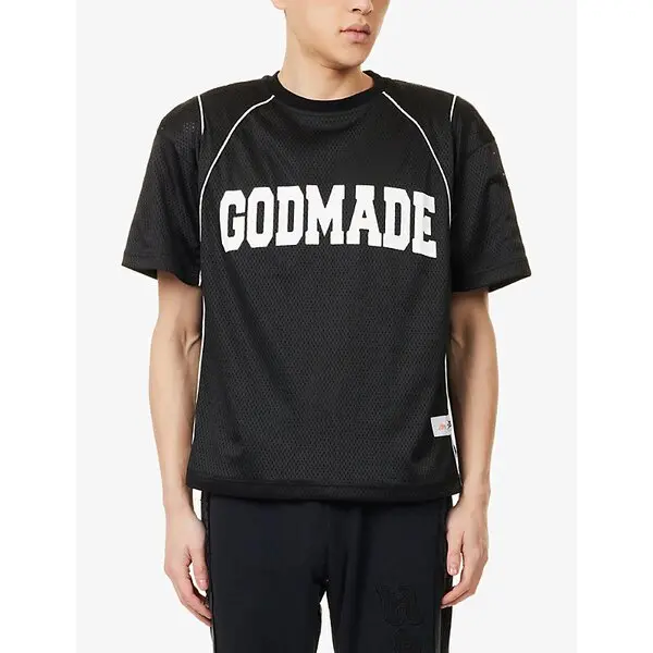 GODMADE Logo-print Perforated Jersey T-shirt