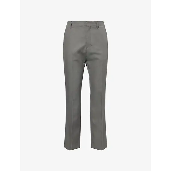 AMI Paris Pressed-crease Straight-leg Wool Trousers - Carbone