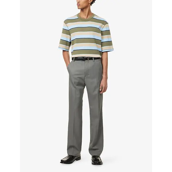 AMI Paris Pressed-crease Straight-leg Wool Trousers - Carbone