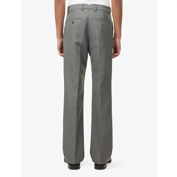 AMI Paris Pressed-crease Straight-leg Wool Trousers - Carbone