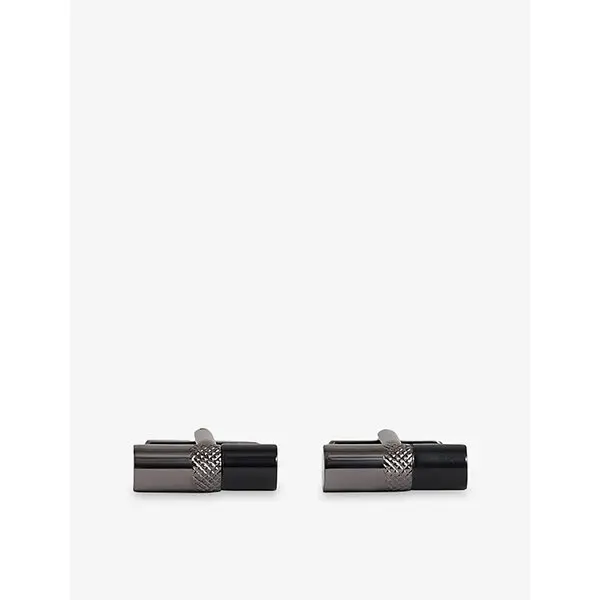 REISS Dexter Onyx Barrel Cufflinks - Gunmetal Onyx