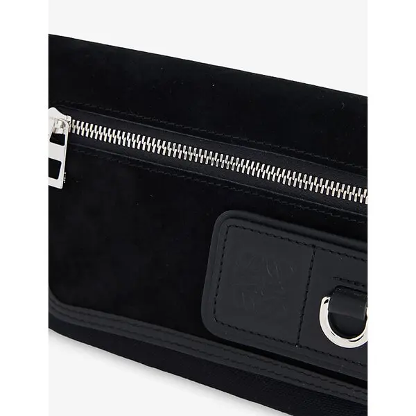 Loewe Mini Flex Messenger Canvas And Suede Shoulder Bag - Black