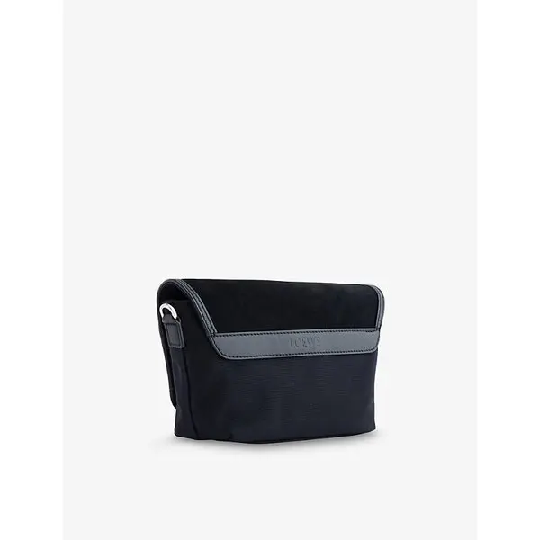 Loewe Mini Flex Messenger Canvas And Suede Shoulder Bag - Black