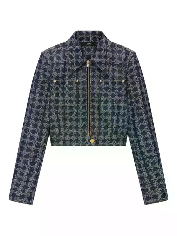 Amiri Patterned Zip-up Denim Jacket