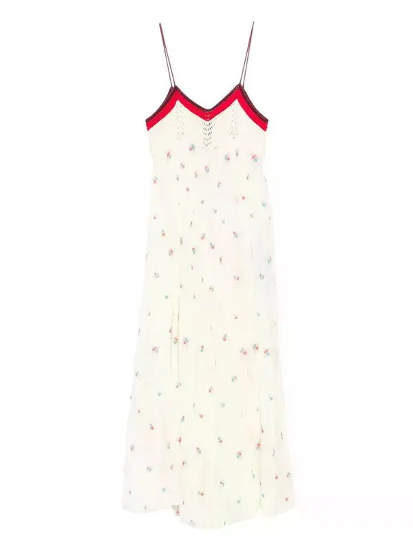 FORTE_FORTE Crochet-knit Floral-embroidered Maxi Dress - Neutrals