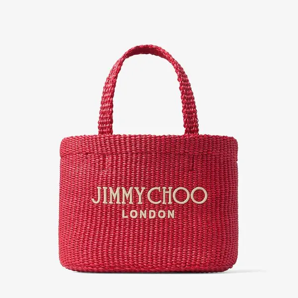 JIMMY CHOO Mini Beach Tote Bag - Ruby Red/light Gold