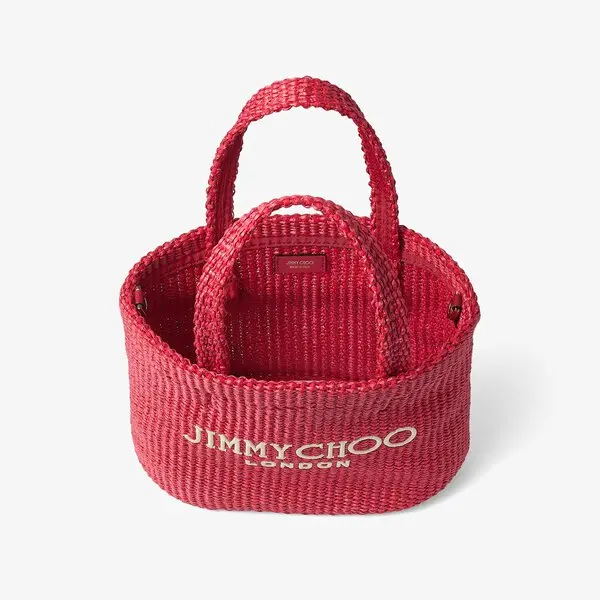JIMMY CHOO Mini Beach Tote Bag - Ruby Red/light Gold
