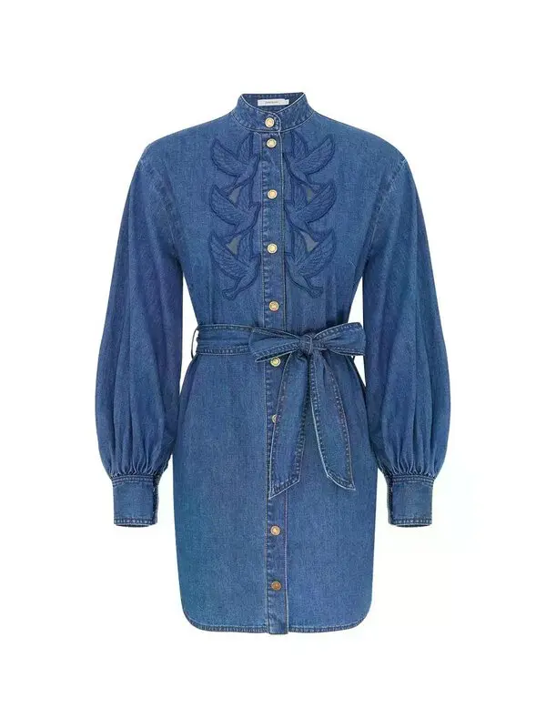 Zimmermann Appliqué Belted Mini Dress