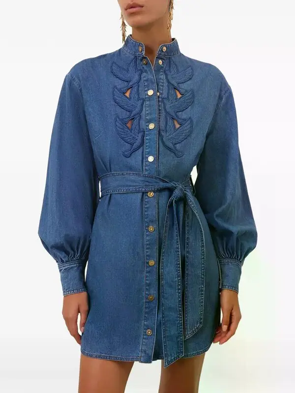 Zimmermann Appliqué Belted Mini Dress