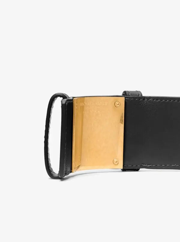 Michael Kors Leather Cuff Bracelet With Brass Stud - Black