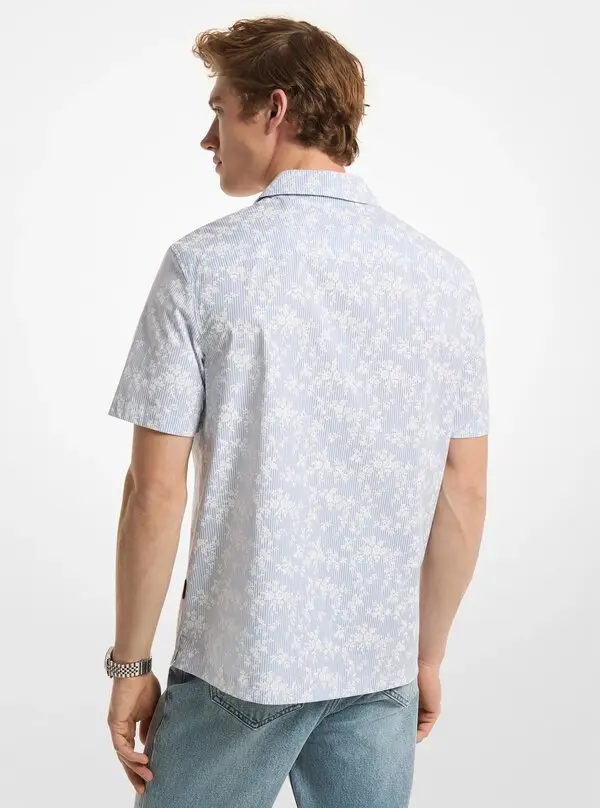 Michael Kors Floral Stretch Cotton Short-sleeve Shirt