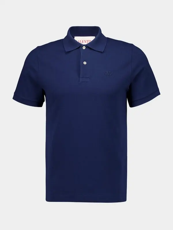 Valentino Garavani Indigo Cotton Piqué Polo Shirt