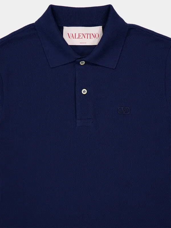 Valentino Garavani Indigo Cotton Piqué Polo Shirt