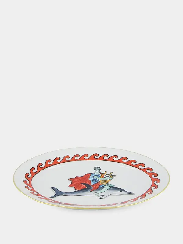 GINORI 1735 Il Viaggio Di Nettuno Dolphin Large Oval Platter - White