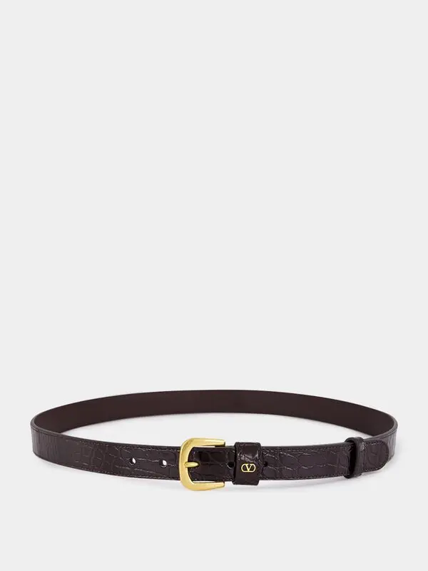 Valentino Garavani Vlogo Alligator Belt - Brown