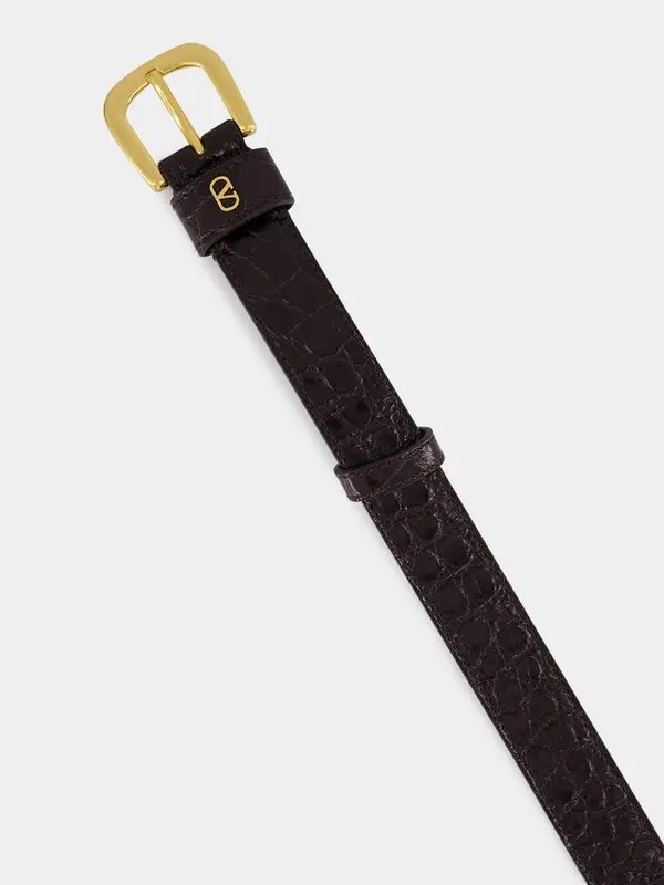 Valentino Garavani Vlogo Alligator Belt - Brown