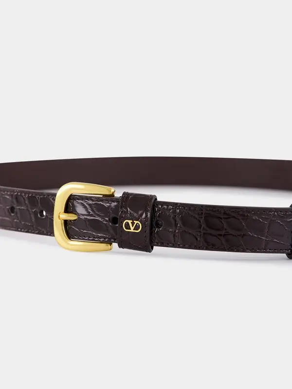 Valentino Garavani Vlogo Alligator Belt - Brown