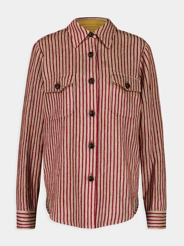 La DoubleJ Color Block Linen Corduroy Jacket - Red