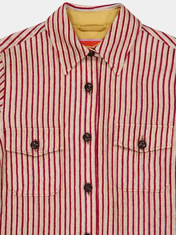La DoubleJ Color Block Linen Corduroy Jacket - Red