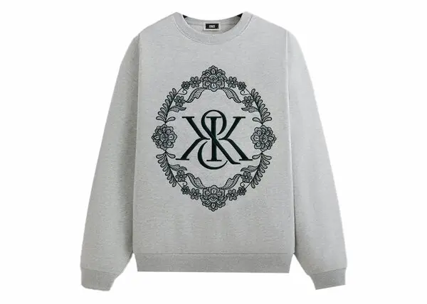Kith Floral Lace Nelson Crewneck Sweatshirt - Light Heather Grey
