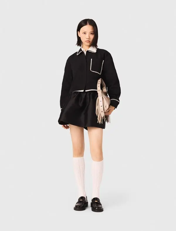 Maje Embellished Polyester Boxy Shirt