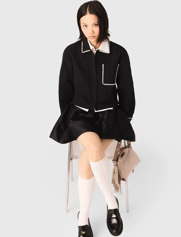 Maje Embellished Polyester Boxy Shirt