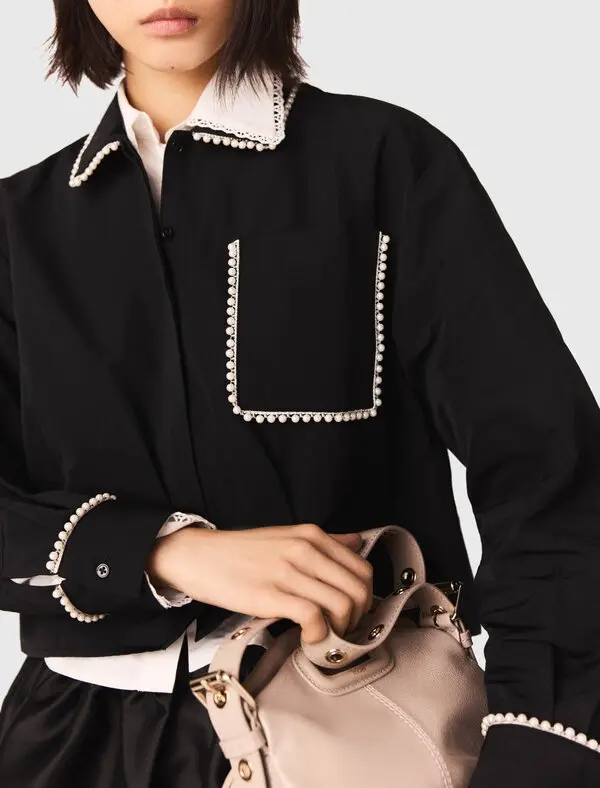 Maje Embellished Polyester Boxy Shirt