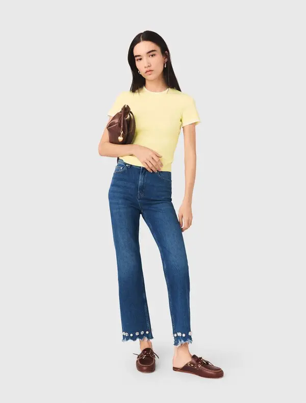 Maje Beaded Bootcut Jeans
