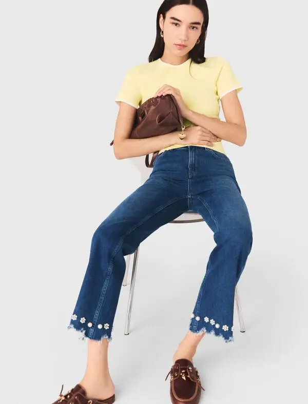Maje Beaded Bootcut Jeans