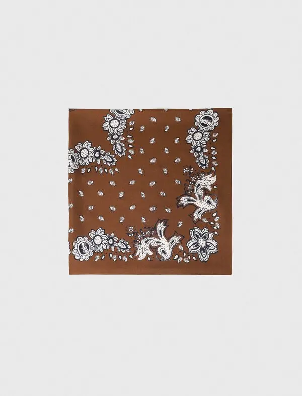 Maje Woman's Silk Bandana Print Silk Scarf - Brown Bandana Print