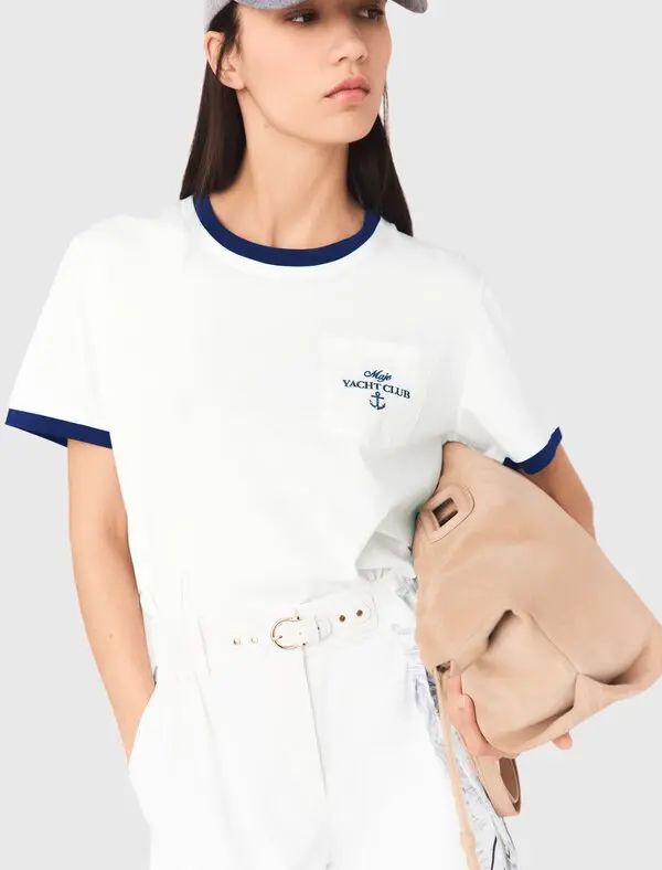 Maje Layered-look T-shirt With Embroidered Pocket