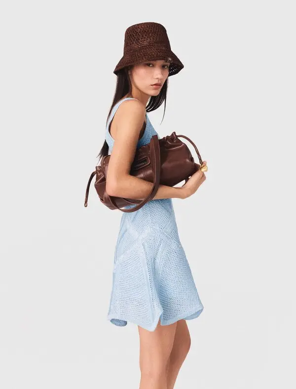Maje Short Crochet Dress With Scalloped Hem