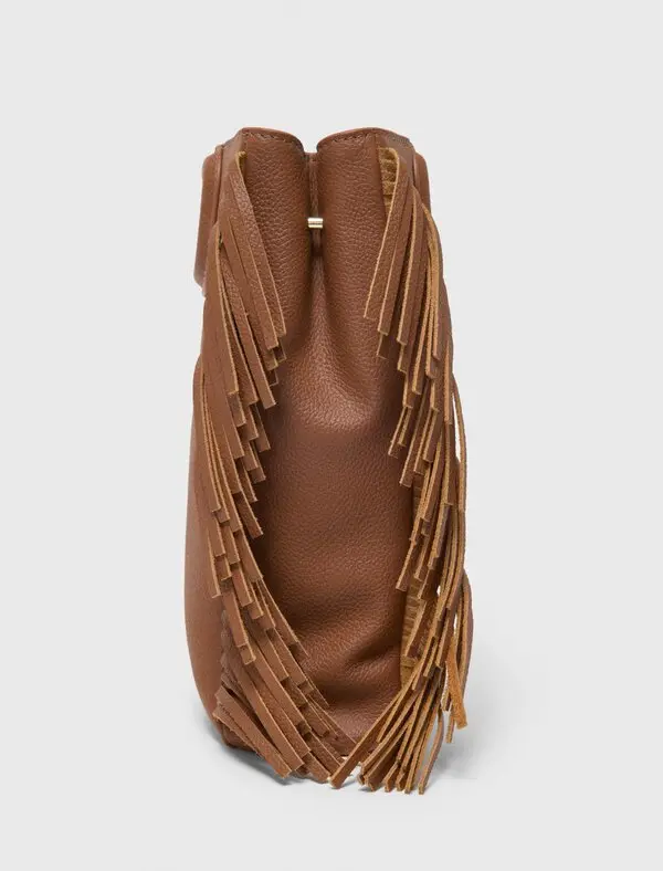 Maje Grained Leather M Bag With Fringe Detail