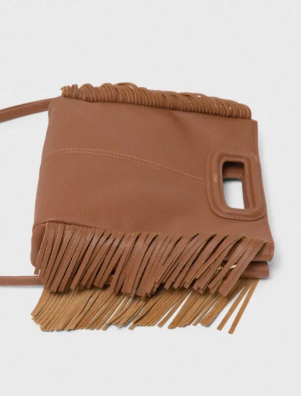 Maje Grained Leather M Bag With Fringe Detail