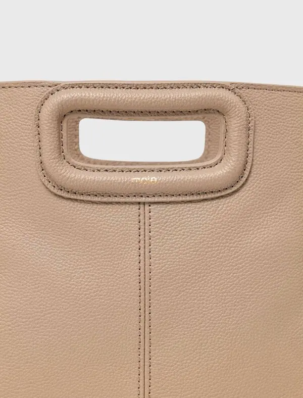 Maje Grained Leather M Bag With Fringe Detail - Mole