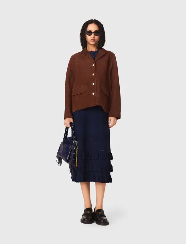 Maje Suede Jacket - Chocolate
