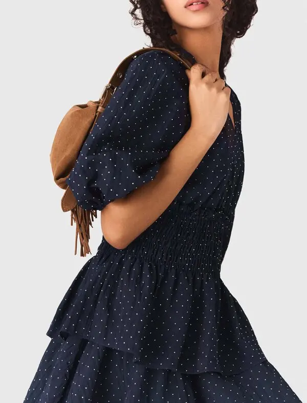 Maje Ruffled Rhinestone Dress