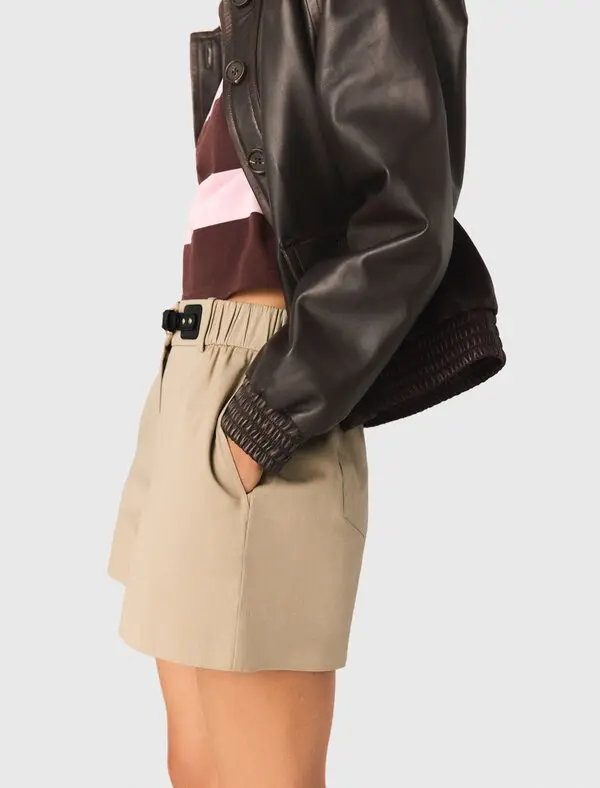 Maje Cotton Straight-cut High-waisted Shorts