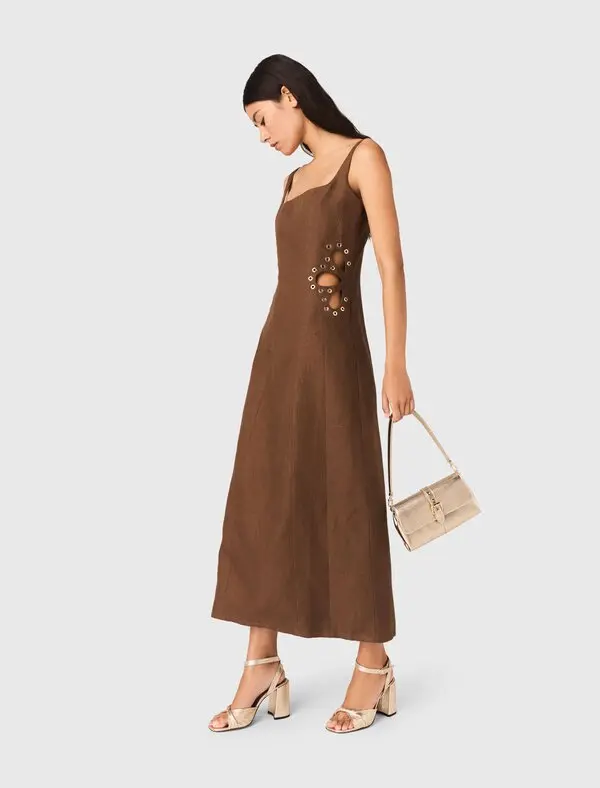 Maje Linen Blend Maxi Dress