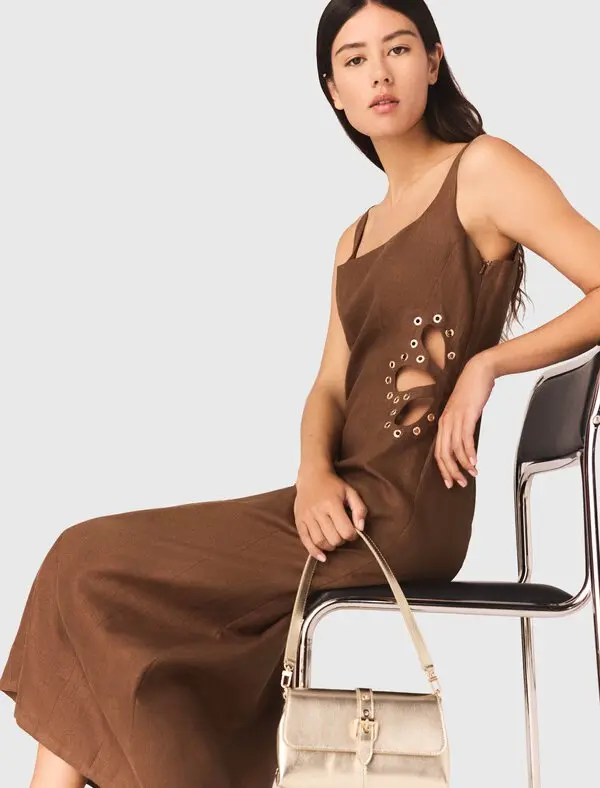 Maje Linen Blend Maxi Dress