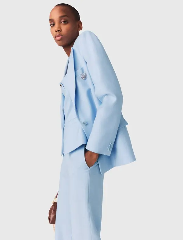 Maje Viscose Suit Jacket - Blue Sky