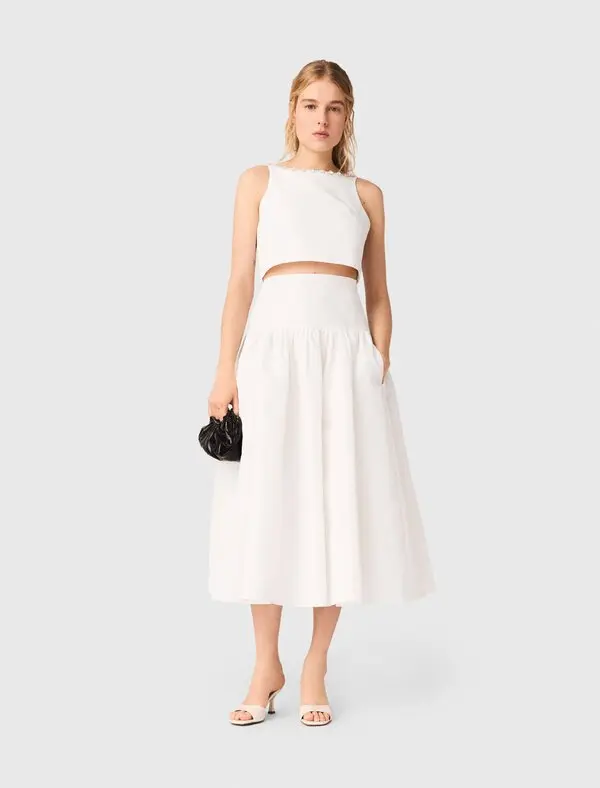 Maje Jeweled Collar Taffeta Crop Top