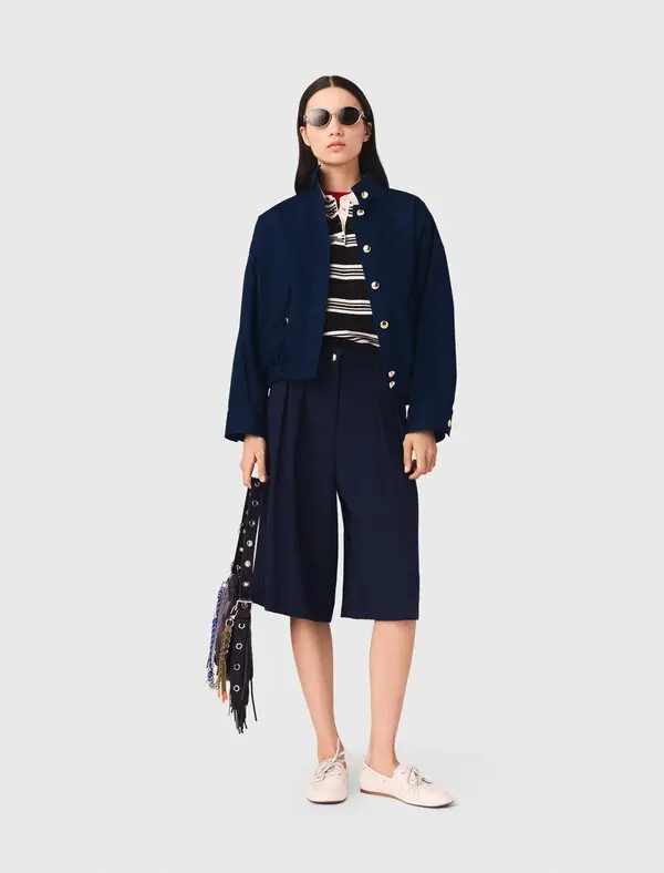 Maje Cotton Aviator Bomber Jacket