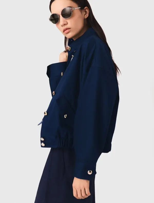 Maje Cotton Aviator Bomber Jacket
