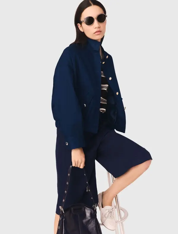 Maje Cotton Aviator Bomber Jacket