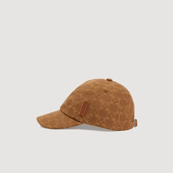Sandro Denim Cap With Cross Pattern - Camel