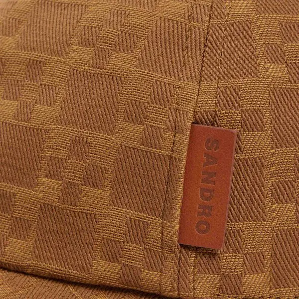 Sandro Denim Cap With Cross Pattern - Camel